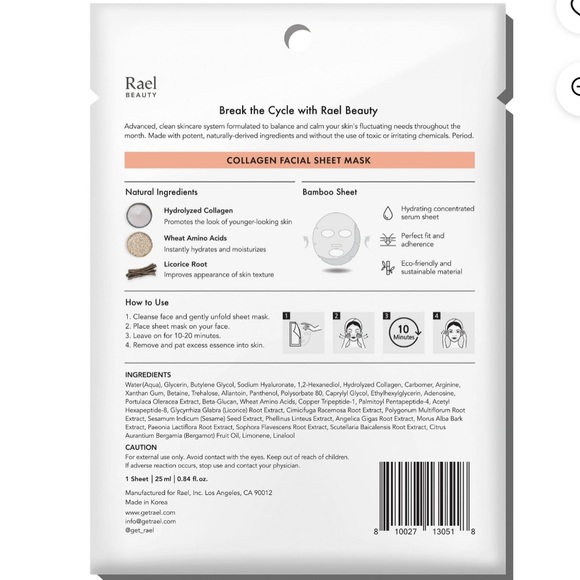 Rael | Skincare | Rael Beauty Collagen Sheet Mask Count | Poshmark